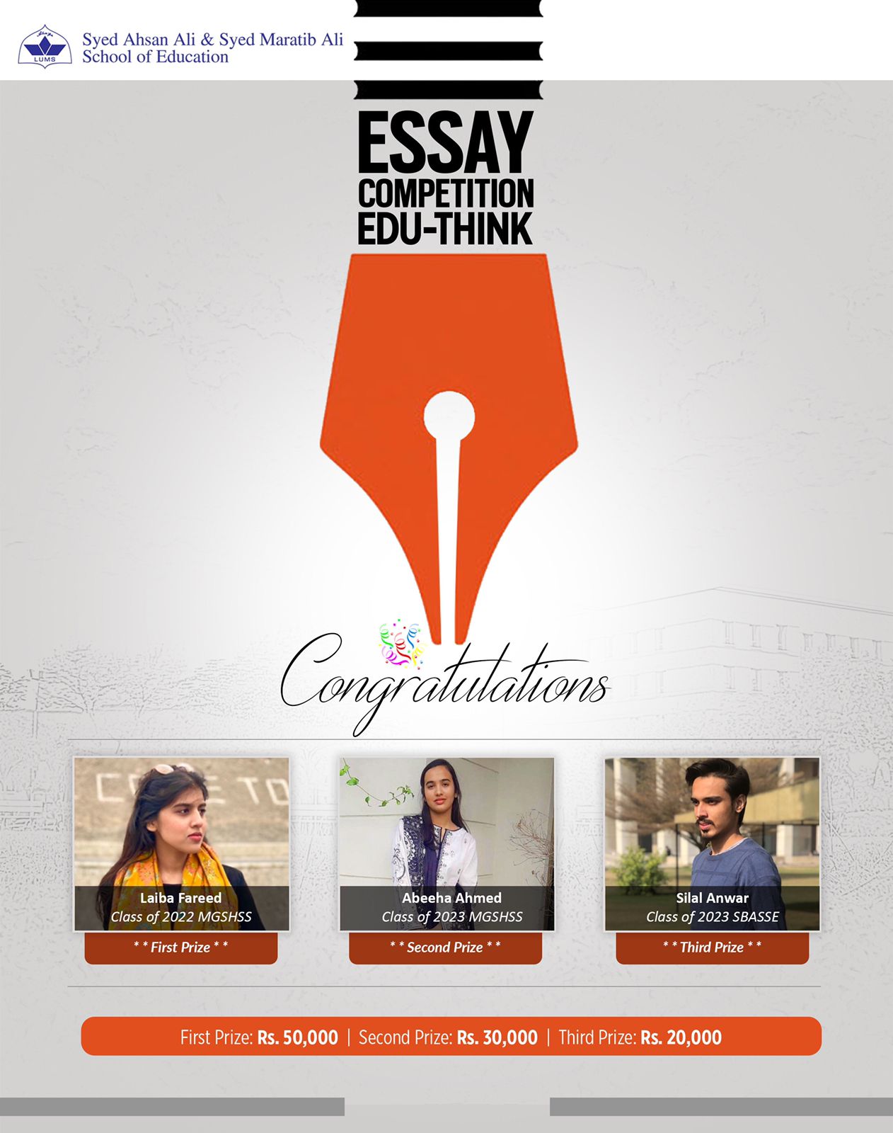 EDU-THINK Essay Competition - Winners Announcement Ceremony | School of ...